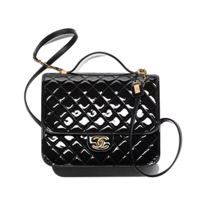 CHANEL ของแท้ 100% ชาแนล 22K patent leather small fragrance backpack ...