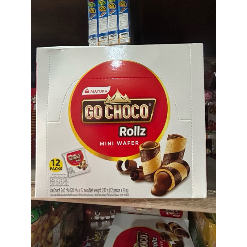Go choco rollz มินิเวเฟอร์สอดไส้ครีมช็อกโกแลต (1กล่อง/12ซอง) | Shopee ...