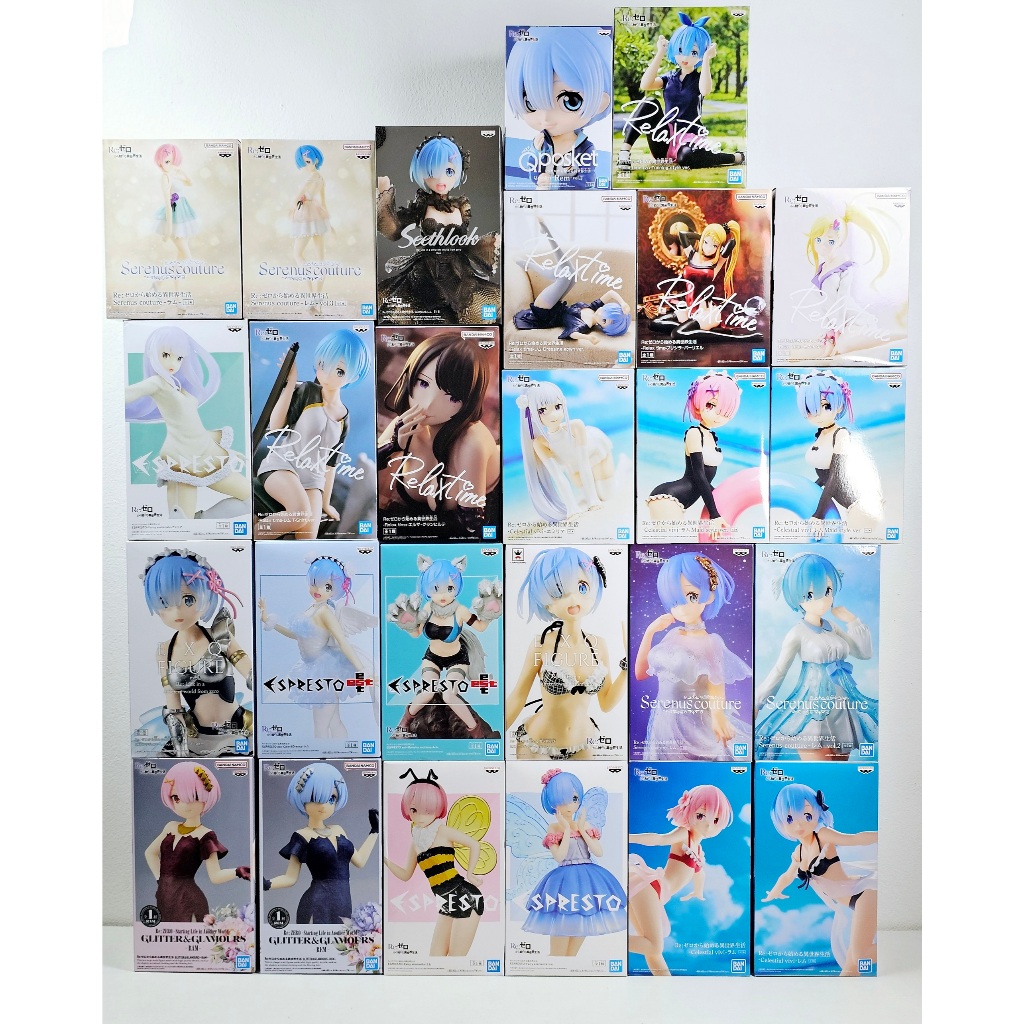 [ฟิกเกอร์แท้] Re:Zero kara Hajimeru Isekai Seikatsu - Ram / Rem / Emilia - Relax Time / EXQ ...