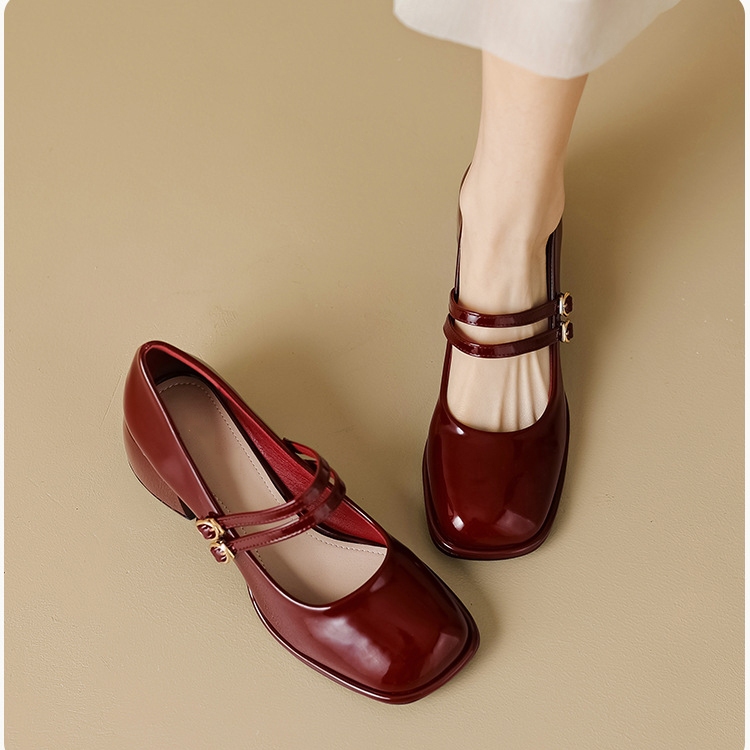 【MOLI CAT】รองเท้าส้นสูง Mary Jane หัวเหลี่ยม 5 ซม. สไตล์หรูหรา สําหรับ ...