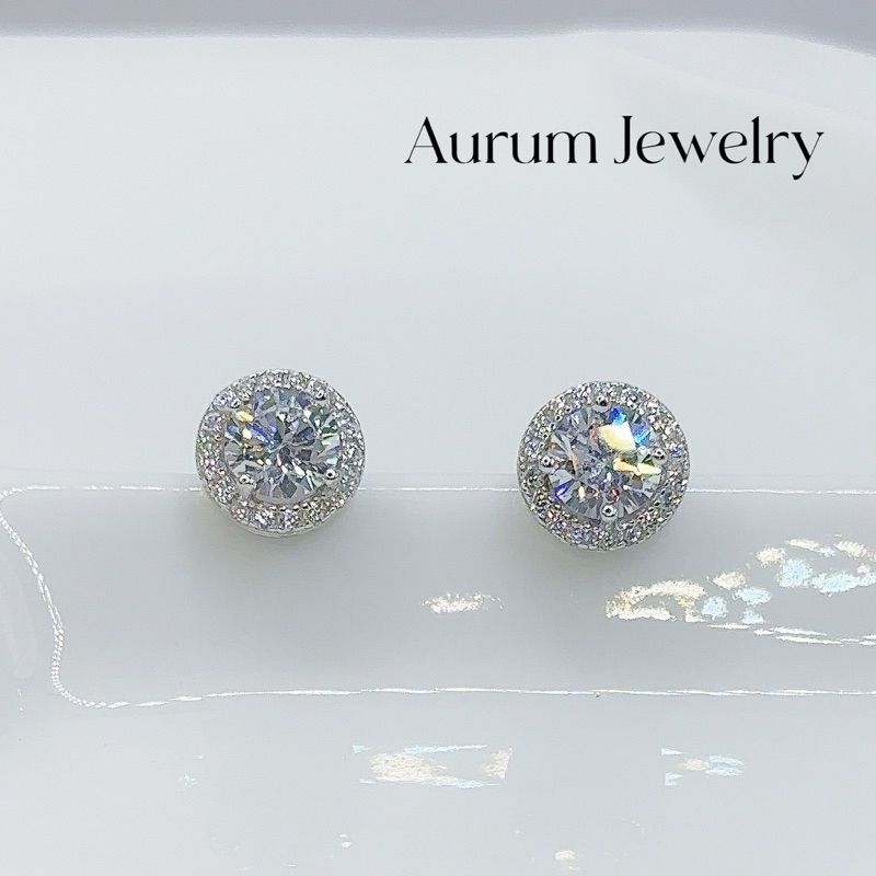 Aurum Jewelry : ต่างหูเพชร เงินแท้ รุ่น Logan Silver Studs (ราคาต่อ 1 ...
