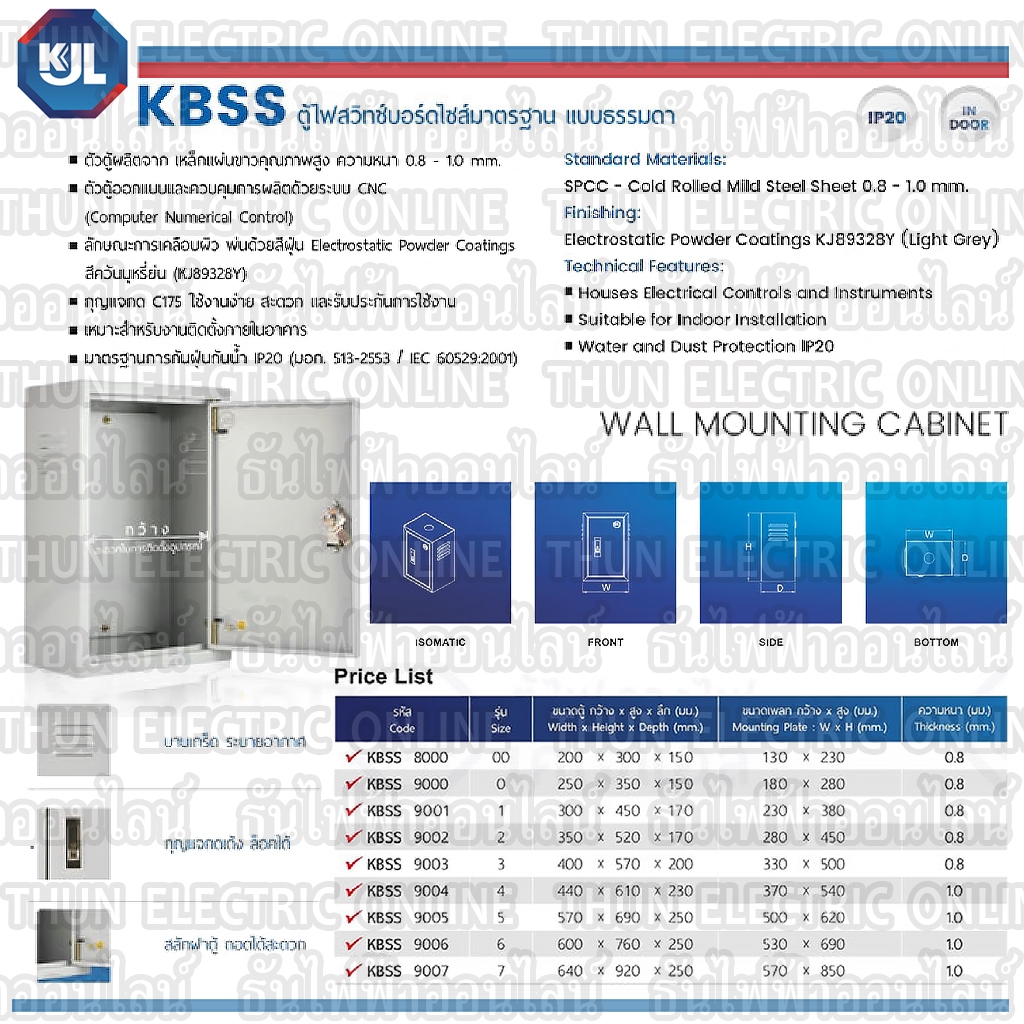 KJL ตู้ไฟ KBSS ตัวเลือก KBSS 00, KBSS 0, KBSS 1, KBSS 2, KBSS 3 ตู้เหล็ก IP20 ตู้คอนโทรล ตู้ไฟ ...
