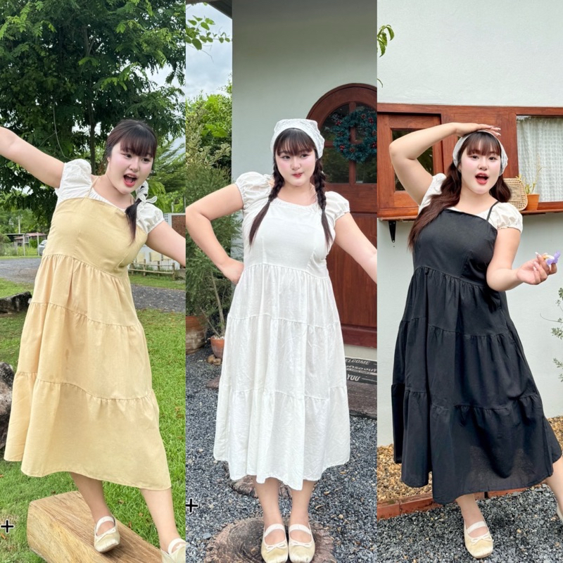เดรสสายเดี่ยว เดรสสาวอวบ อก38-52นิ้ว ชุดเดรสสาวอวบ plussize | Shopee Thailand
