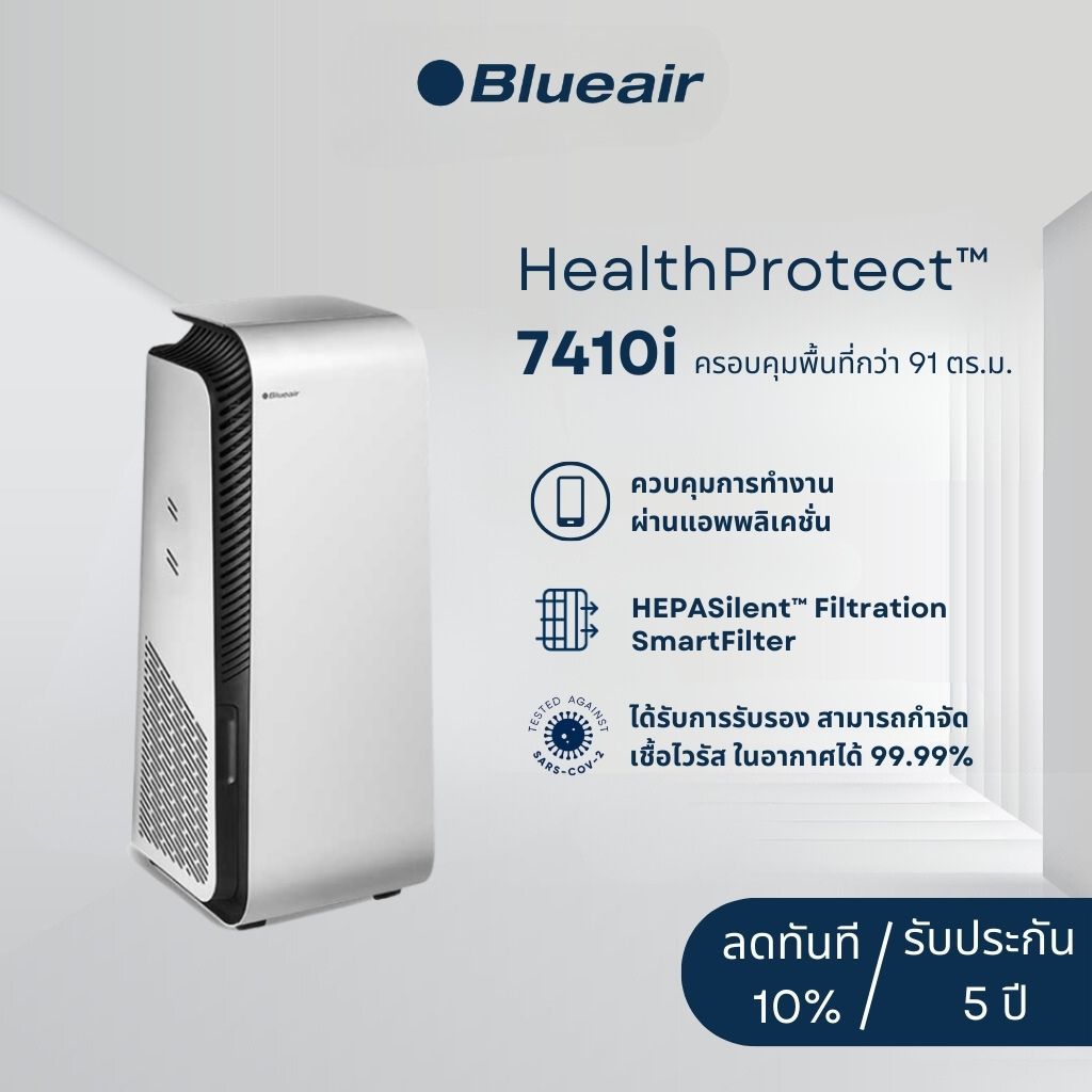 Blueair เครื่องฟอกอากาศ รุ่น HealthProtect 7410i ครอบคลุมขนาดห้อง 91 ...