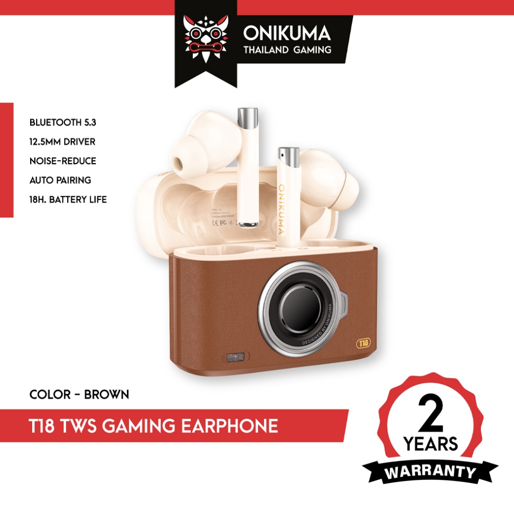 ONIKUMA T18 Gaming Earphone หูฟังไร้สาย พร้อมเคสชาร์จรูปกล้อง Bluetooth ...