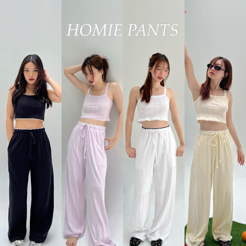 HOMIE PANTS - ใส่ซับในทุกสี กางเกงเอวสม้อคยืดได้เยอะ เชือกรูด ดีเทลคิด ...