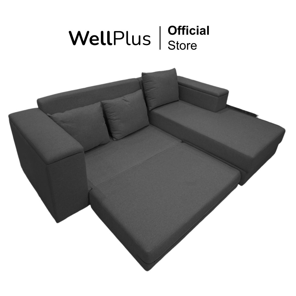 Wellplus โซฟาผ้า L-Shape รุ่น Perfect แข็งแรง หนานุ่ม นั่งสบาย แถมหมอน 3 ใบ | Shopee Thailand