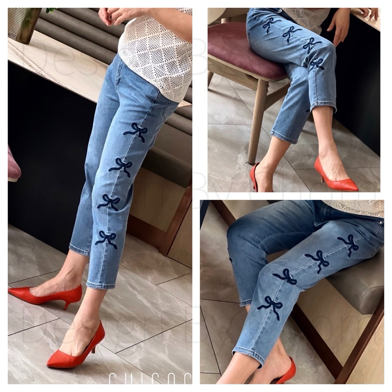 กางเกงChicagoแบรนด์รุ่นงานปักโบว์#P1906 | Shopee Thailand