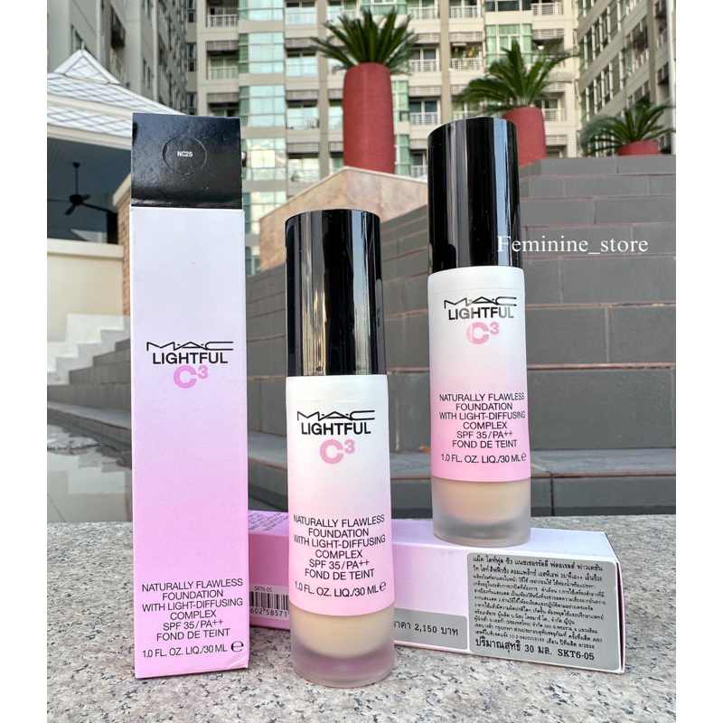ป้ายไทย ผลิต2023 MAC Lightful C3 naturally flawless foundation. รองพื้น ...