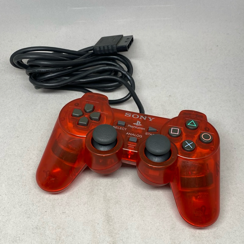จอยแท้เพลสเตชั่น 2 เคลียร์ เรด (PS2) | Sony Original Wire Controller ...