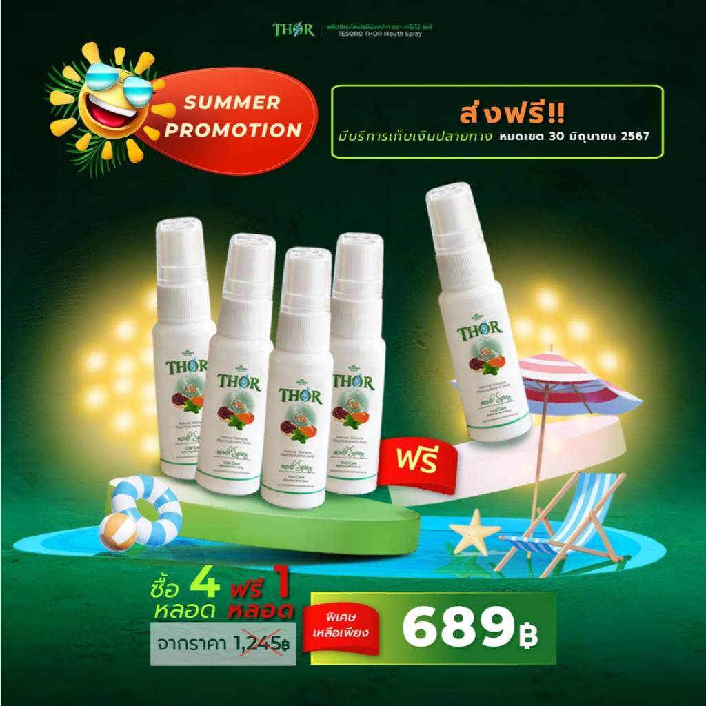 [โปร 4 แถม 1 ] THOR Mouth Spray ธอร์สเปรย์ ดูแลช่องปากและลำคอ (1 หลอด ...