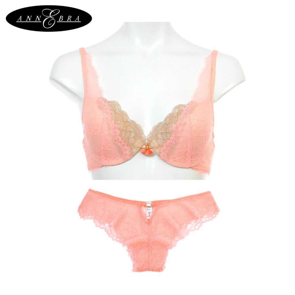 Annebra เซตบรา+กกน. บราเสริมทรง ตะขอหลัง มีโครง มีฟองน้ำ Push Up Bra+Panty SET รุ่น AB1-553/AU3 ...
