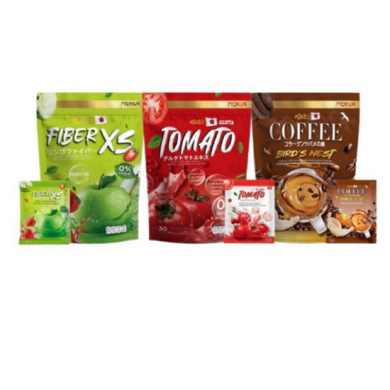 MIKEO มิเกว ไฟเบอร์ FIBER XS ลดบวม TOMATO กลูต้ามะเขือเทศ COFFEE กาแฟ คุมหิว น้ำชงมิเกว มี 3 ...
