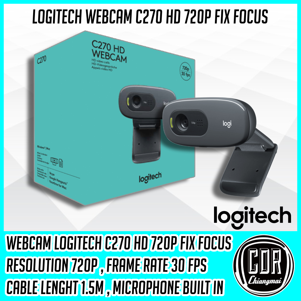 Logitech C270 กล้องเว็บแคม HD 720P 30FPS FIX FOCUS Webcam รับประกัน ...