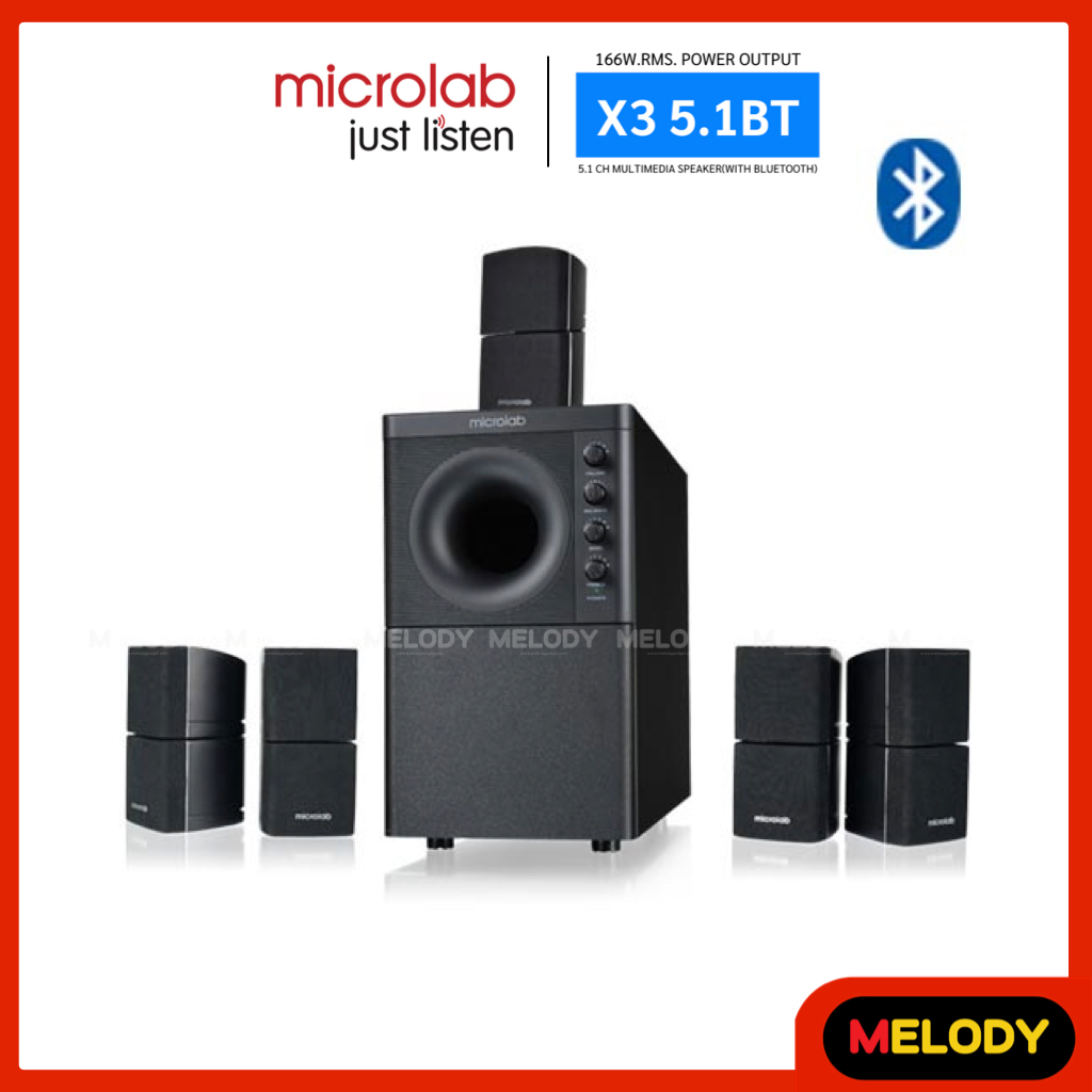 Microlab X3/5.1 Multimedia Speaker ชุดลำโพงคอมพิวเตอร์ กำลังขับ 166วัตต์แท้ รับประกันศูนย์ ...