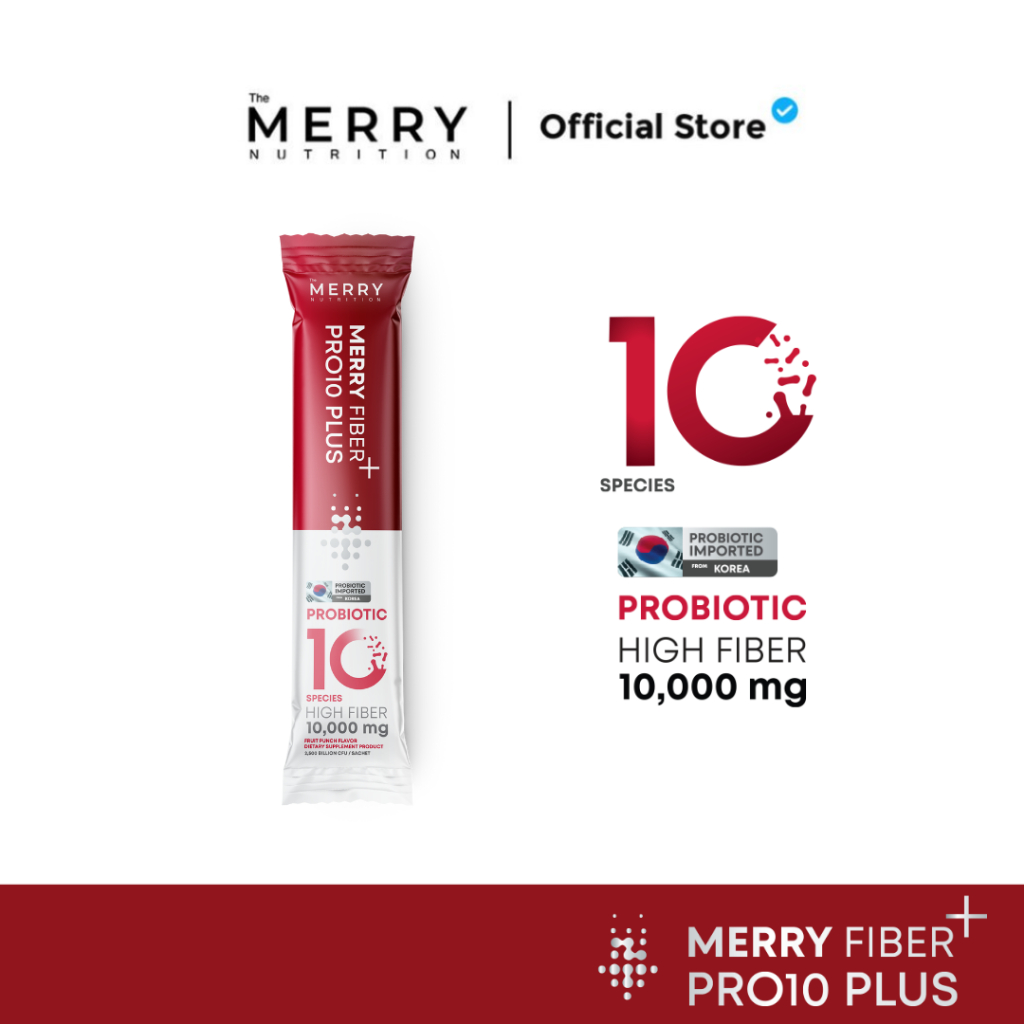 Merry Fiber+ MERRY FIBER PRO 10 (เมอร์รี่ ไฟเบอร์ โปร 10 รสผลไม้พันช์) 1 ซอง | Shopee Thailand