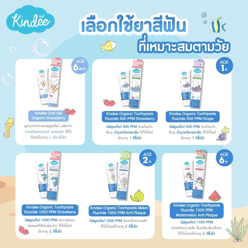 Kindee ยาสีฟันคินดี้ สำหรับเด็ก 6เดือน-6 ปีขึ้นไป ( มีตัวเลือก ) | Shopee Thailand