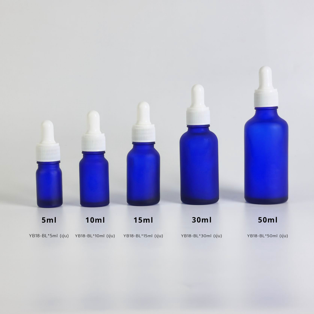 ขวดแก้วพร้อมดรอปเปอร์(ฝาสีขาวหยัก จุกขาว)ขนาด 5ml 10ml 15ml 30ml 50ml หัวบีบหยด ใส่เซรั่ม เอสเ ...