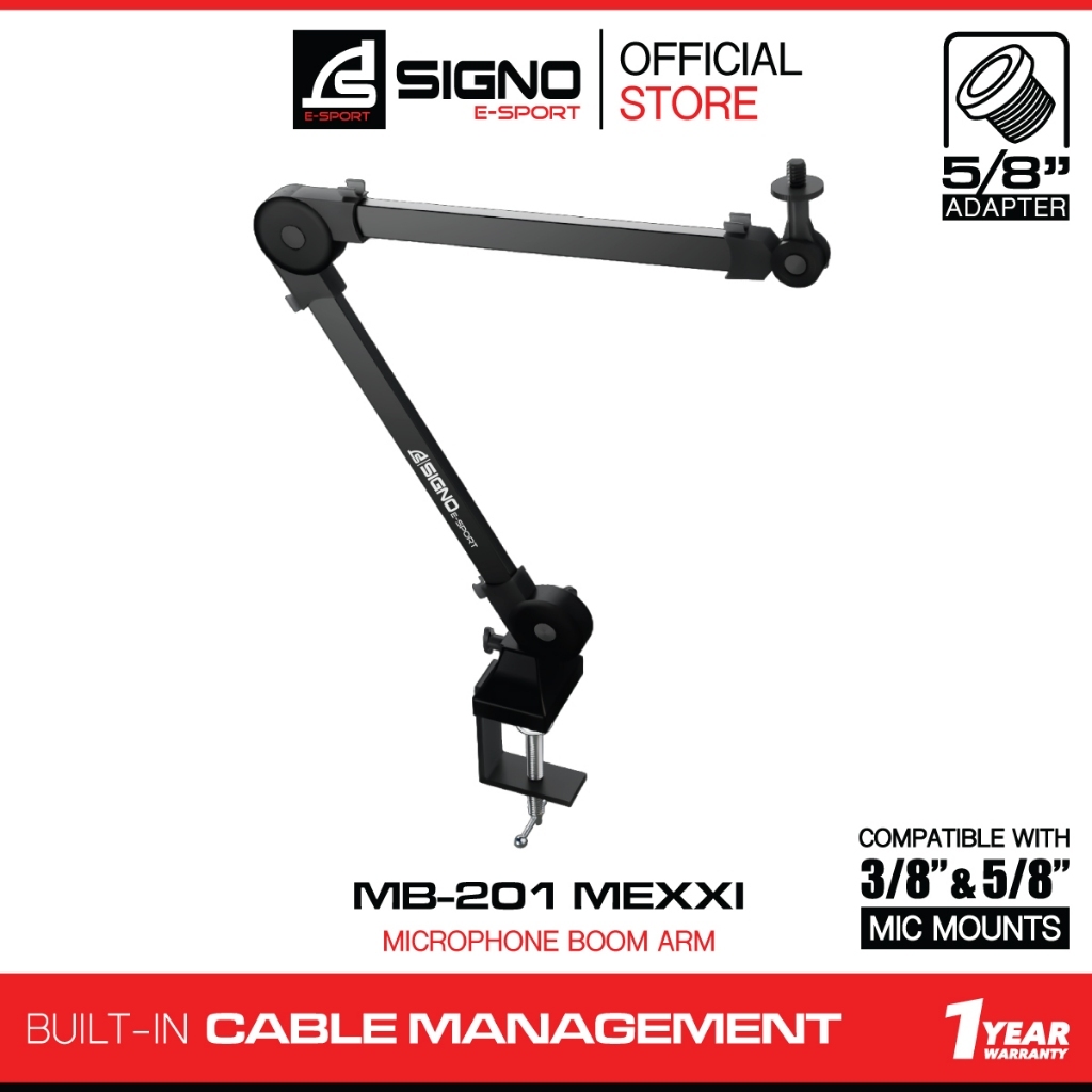 ขาแขวนไมโครโฟน SIGNO รุ่น MB-201 E-Sport Microphone Boom Arm MEXXI วัสดุทำจากอลูมิเนียม แข็งแรง ...