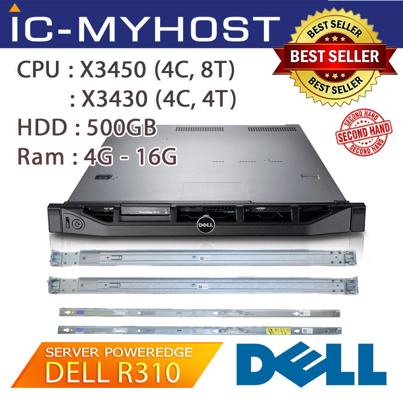 (ประกัน1เดือน ออก vat ได้) เซิร์ฟเวอร์มือสอง Dell R310 CPU X3430,X3450 ...