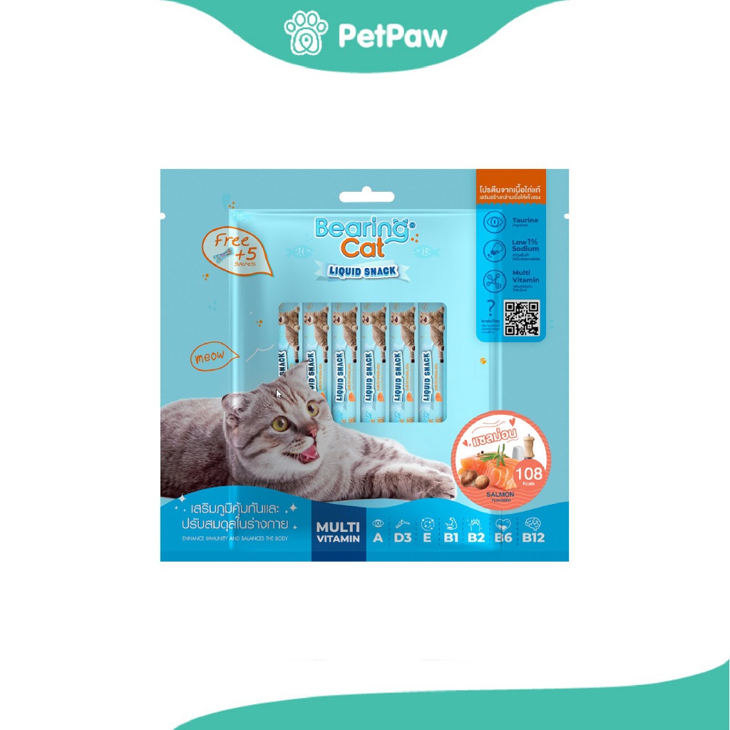 BEARING CAT : แบร์ริ่งแคท ลิควิดสแนค รสปลาแซลมอน 15 กรัม 1x16 + ลิควิด ...