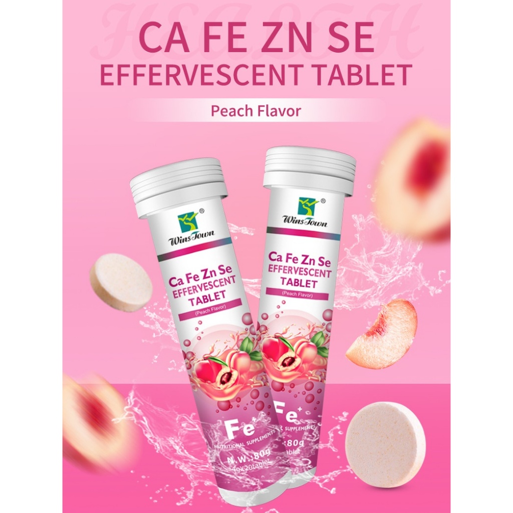 วิตามิน เม็ดฟู่ รวม Ca, Fe, Zn , Se 20 Tablets สีชมพู่ รสพีช | Shopee ...