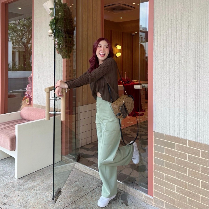 กางเกงคาร์โก้ beming.bkk สีเขียว ไซส์ m | Shopee Thailand