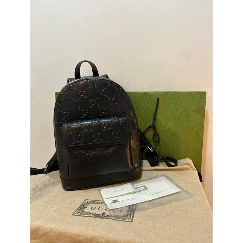 Gucci embossed zipped backpack (ของแท้) | Shopee Thailand