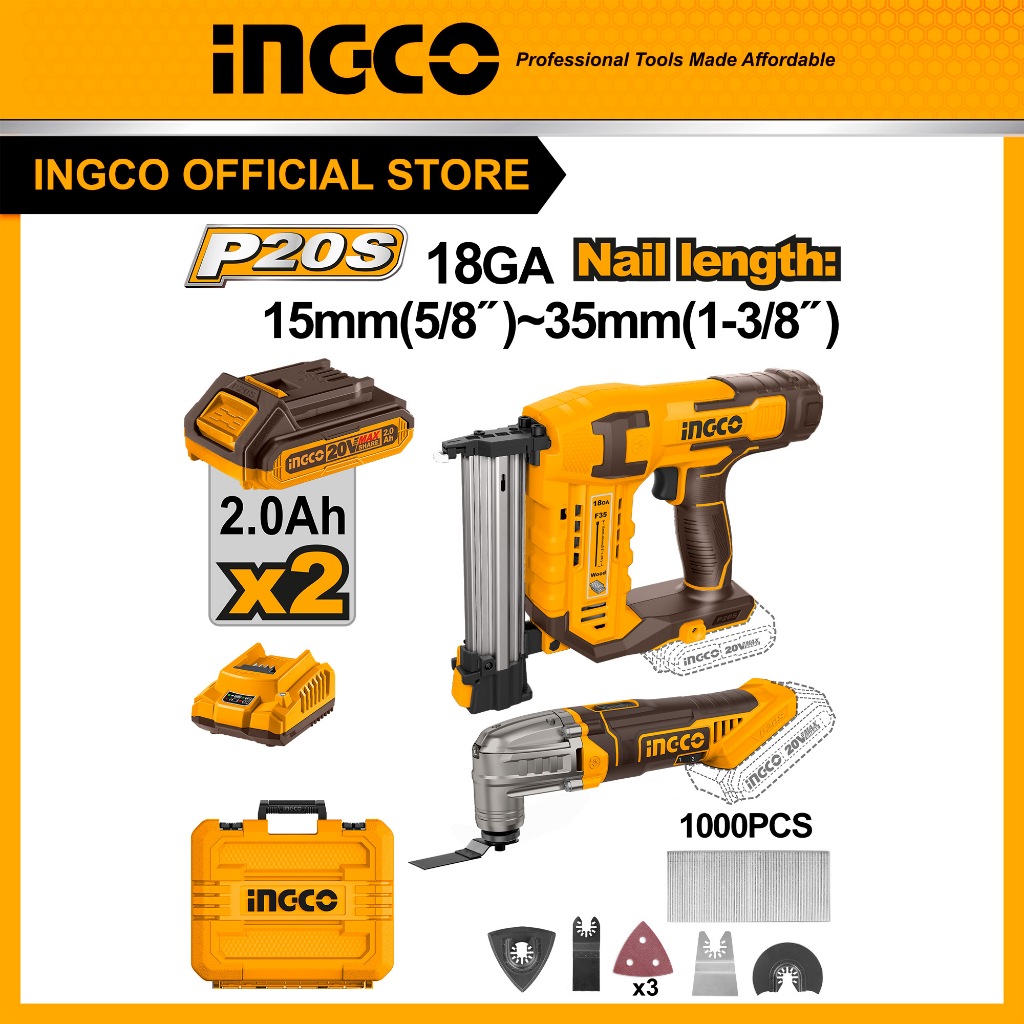 INGCO Combo Set เครื่องยิงตะปูและเครื่องตัด ขัด เซาะ COSLI24021 ...
