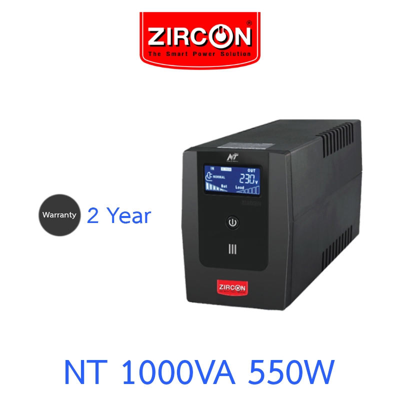 ZIRCON UPS (เครื่องสำรองไฟ) รุ่น NT1000 NT 1000VA 550W (LCD) หน้าจอดิจิทัล รุ่นนี้ตัดเสียงเตือน ...