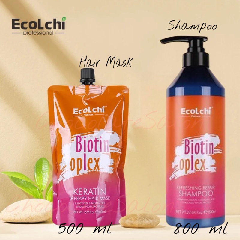 Ecochi Biotin ถุงส้ม Oplex Hair Mask & shampoo อิโคชิ ไบโอติน เคราติน ท ...