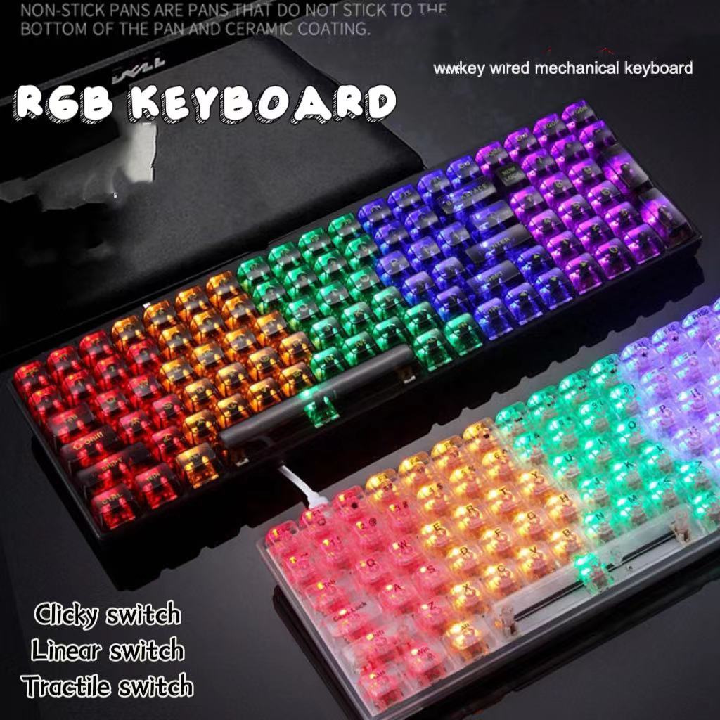 คีย์บอร์ดKeyboard Gaming Blue switch คีย์บอร์ด 100 Key Mechanical ...