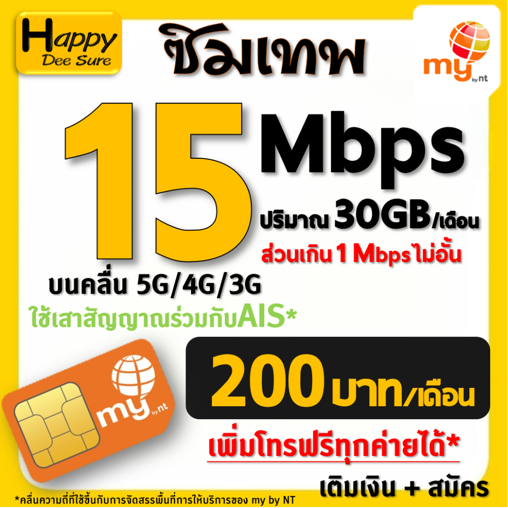 ซิมเทพ มาย my by NT 30Mbps 20Mbps 4Mbps ส่วนเกินเน็ตไม่อั้น ต่อได้นาน 12เดือน สมัครเอง มี ...