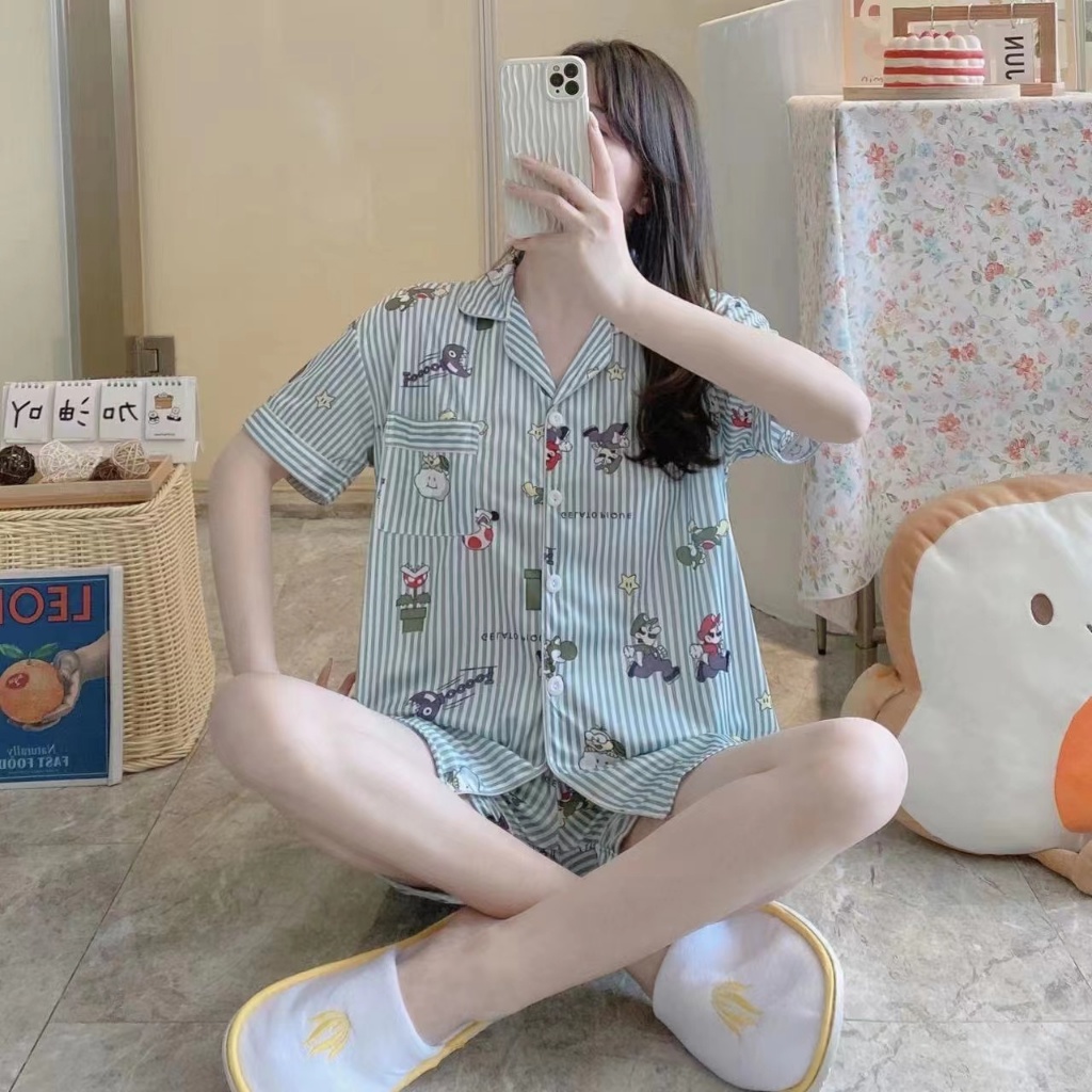 Beyou fashion B555★ส่งจากไทย★ชุดนอนผ้าคอตตอน/ผ้าฝ้ายผู้หญิง ลายการ์ตูน ...