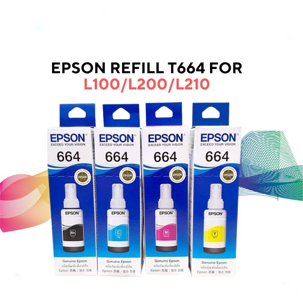 Epson664 รุ่น หมึกเติมรับประกันของแท้ BK C M Y 4 สี (พร้อมกล่อง)เหมาะ ...