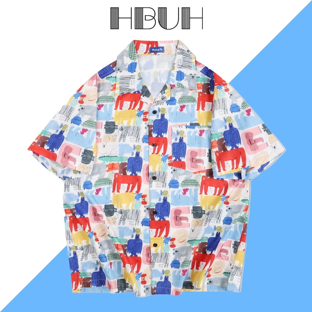 HBUH 2024 เสื้อฮาวาย เชิ้ตสไตล์เกาหลี ผ้าไหมอิตาลีเนื้อนุ่มลื่น ลายใหม่ ...