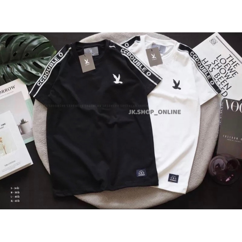 ‼️รุ่นขายดี‼️เสื้อยืดแถบบ่า CC DOUBLE O (ปักนก)มี6สี ใส่ได้ทั้งชายและหญิง S-2XL | Shopee Thailand