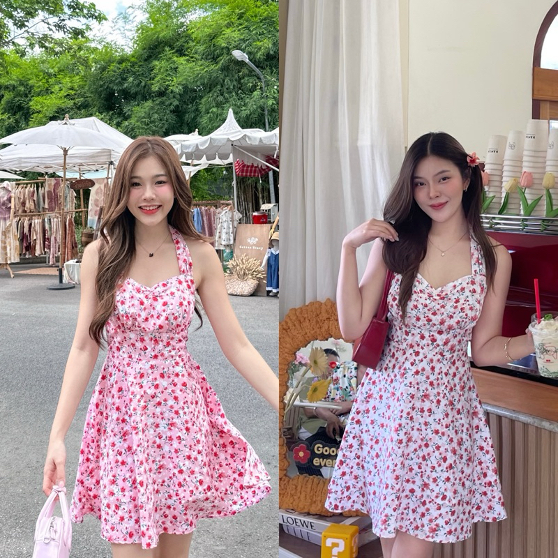 maily dress มินิเดรสผูกคอ (พร้อมส่ง) | Shopee Thailand