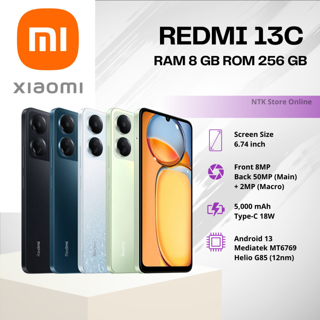 โทรศัพท์มือถือ Xiaomi Redmi 13C หน้าจอ 6.74 นิ้ว Ram 8GB/Rom 256GB รับ ...