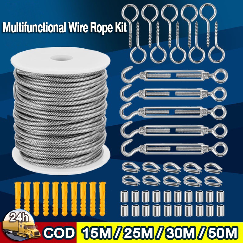 【Flash Sale】1Set Multifunctional Wire Rope Kit Stainless Steel Cable ...