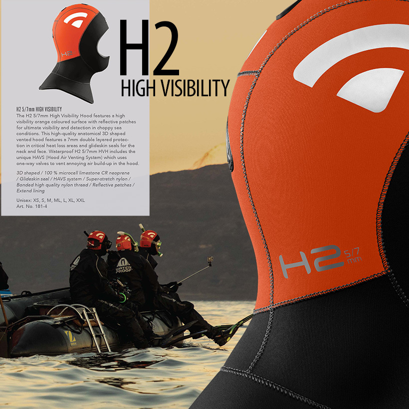 Waterproof Venting Hood H2 High Visibility 5/7mm (ฮู้ดแบบมีวาวล์ระบาย ...