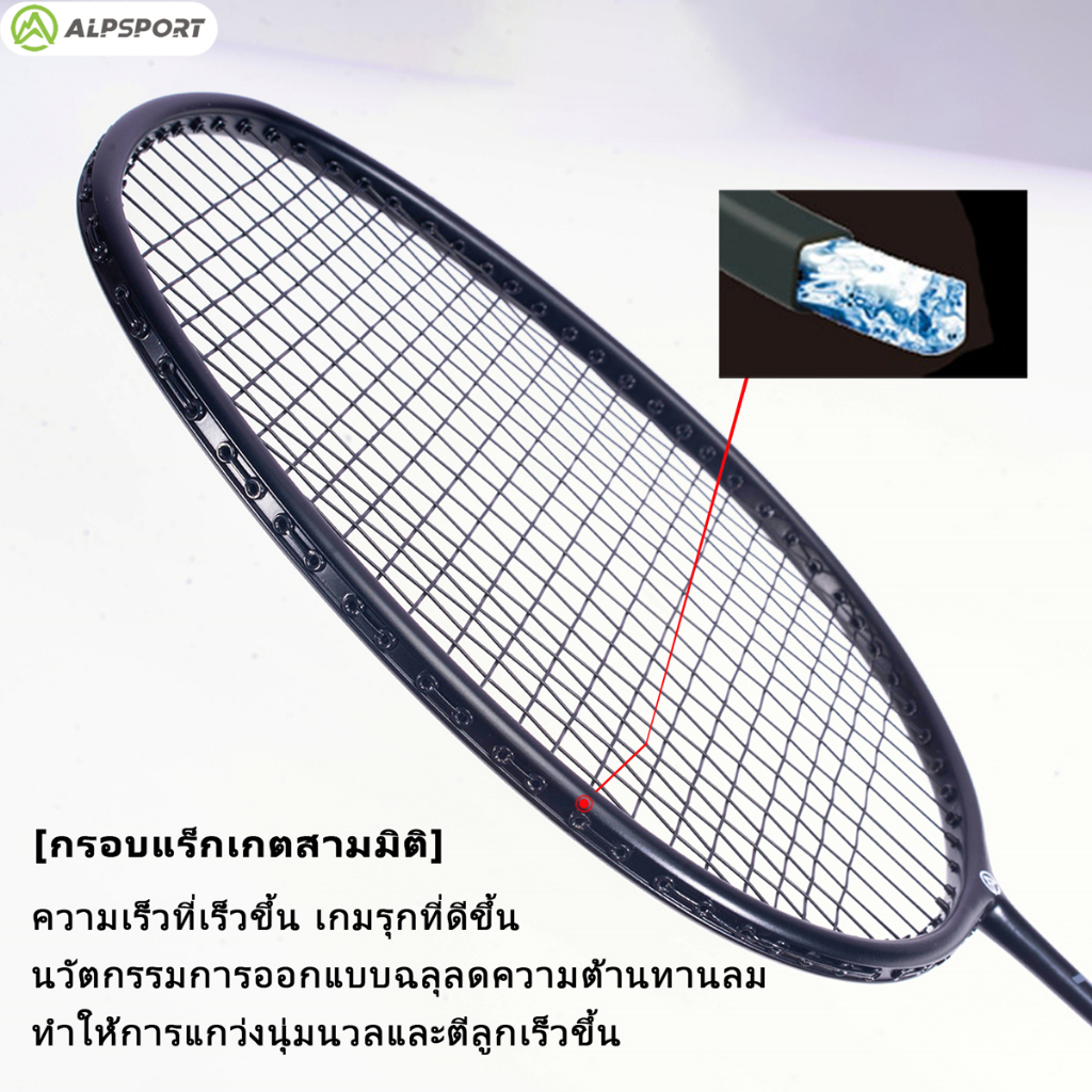 ALP RR 2 ตัว 4UG5 22 LBS ไม้แบดมินตันสีดำ ต้นฉบับ คาร์บอนไฟเบอร์เต็ม มี ...