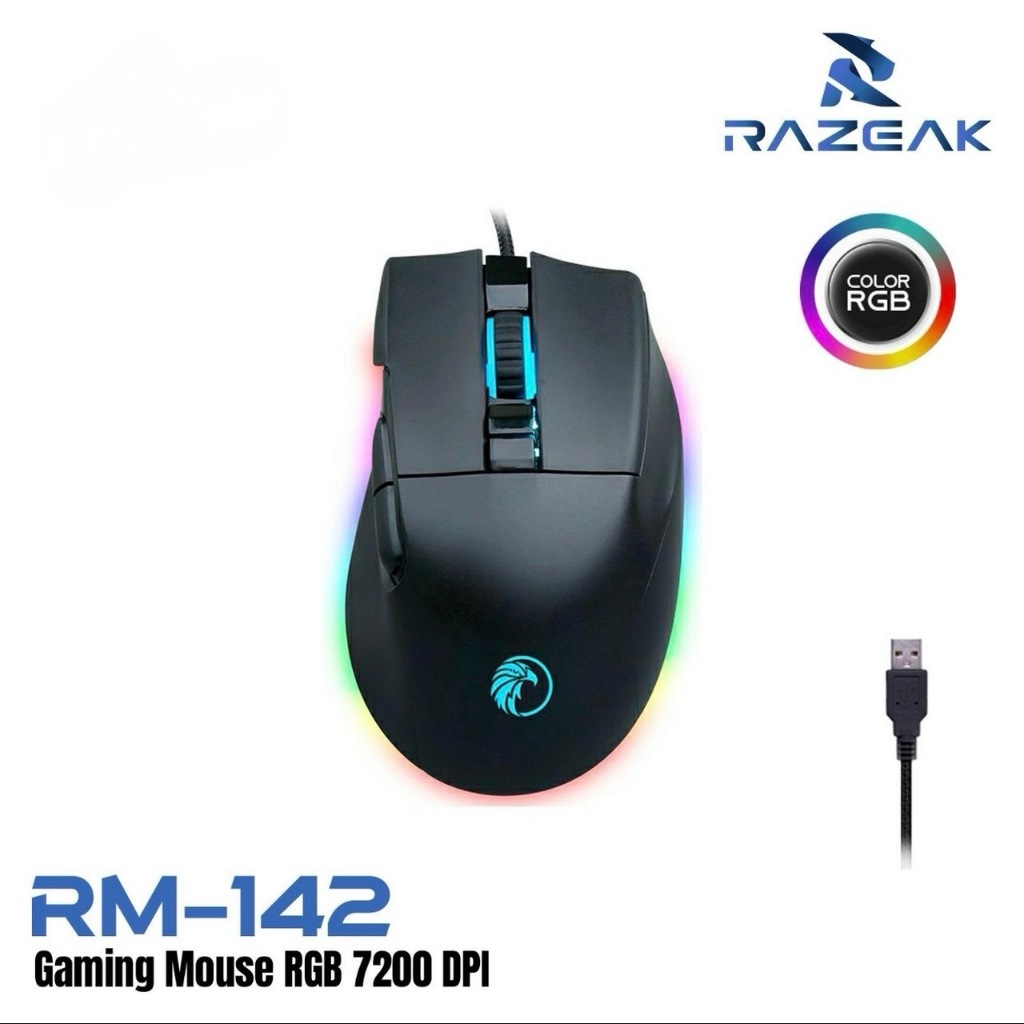 Razeak RM-142 Gaming mouse Macro เมาส์เกมมิ่งมีไฟ RGB ปรับ DPI 7200 ...