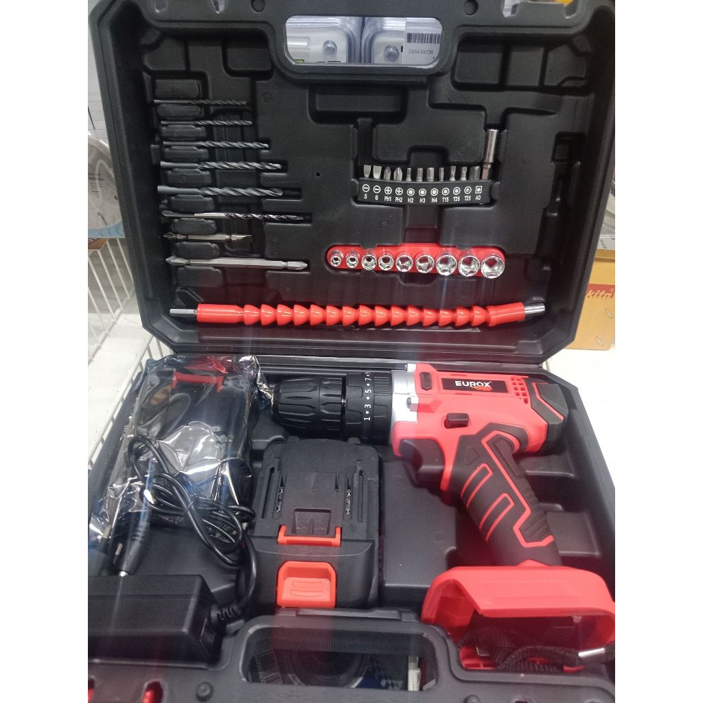 ชุดสว่านกระแทกไร้สาย EUROX 21V 2B | Shopee Thailand