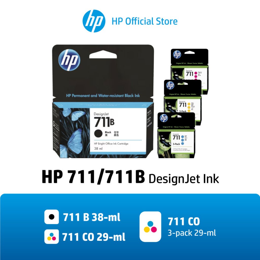 HP 711/711B Black/Tri-Color (ตลับหมึกสี/สีดำ) Original Ink Advantage Cartridge | Shopee Thailand