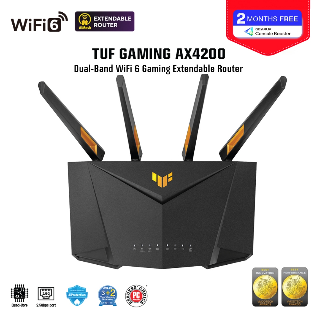 ASUS TUF Gaming AX4200 Dual Band WiFi6 AiMesh Extendable Gaming Router ...