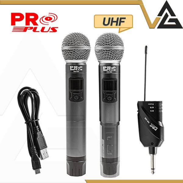 PROPLUS RM-888 ไมค์ลอย ไร้สาย มือถือคู่ พกพา ไมโครโฟน ไวเลส 6.35 TS UHF ...