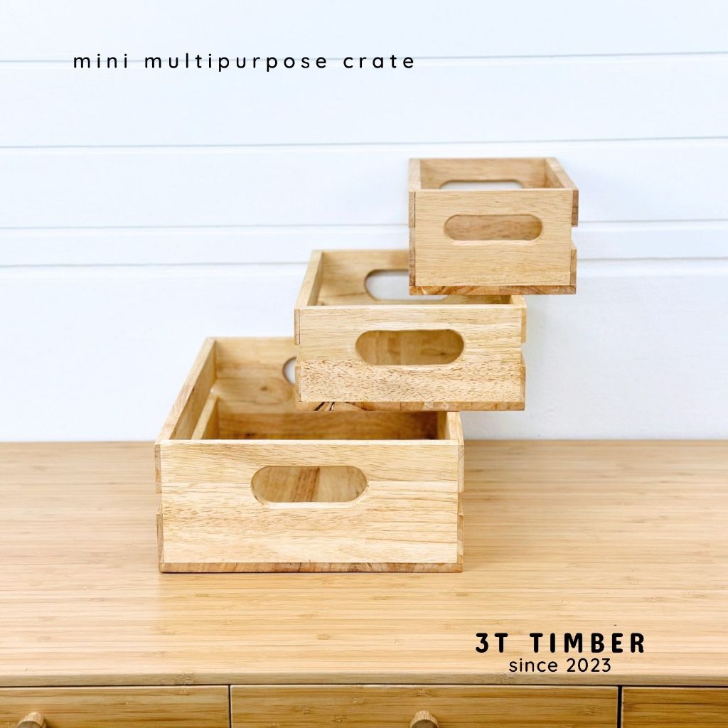 3T TIMBER กล่องไม้ ลังไม้ ขนาดเล็ก mini crate ผลิตจากไม้แท้ 100% มี 3 ...