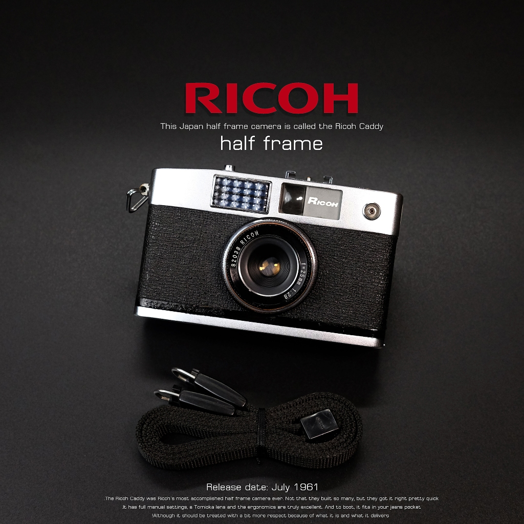 กล้องฟิล์ม Ricoh Caddy (half frame) Lens25mm f2.8 | Shopee Thailand