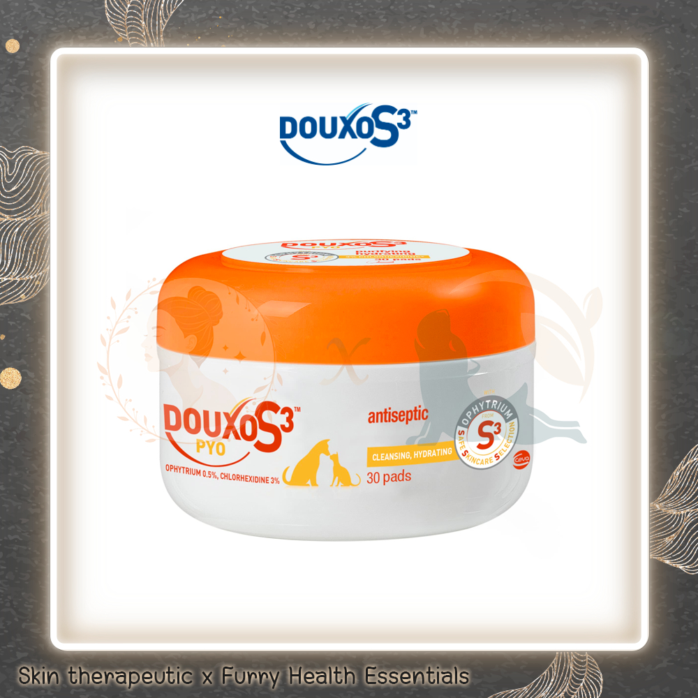 Douxo S3 PYO Wipes 30 แผ่น สำหรับสุนัขและแมว แผ่นเช็ดทำความสะอาด ...